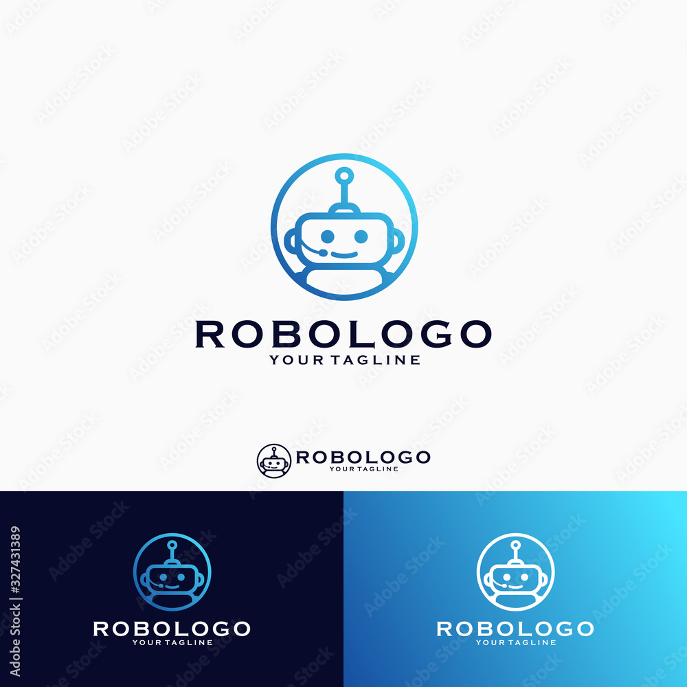 Robot logo template design, system customer service Logo design emblem ...