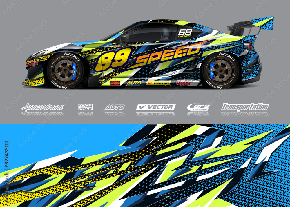 Racing car wrap design vector. Graphic abstract stripe racing ...