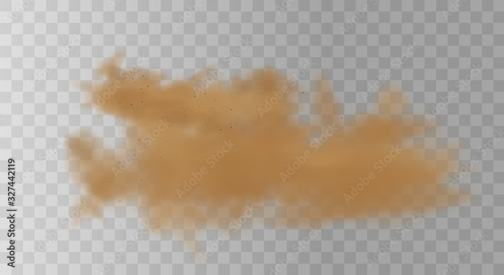 3d realistic dust cloud isolated on a transparent background.Brown ...