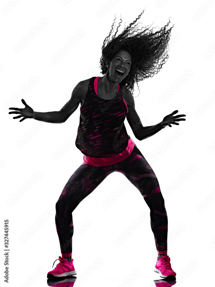 woman cardio dancer dancing fitness fitness exercises isolated white background Stock Photo ...
