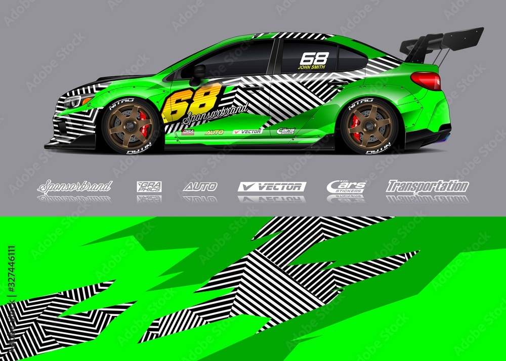 Vektorová grafika „Racing car wrap decal graphic vector kit. Abstract ...