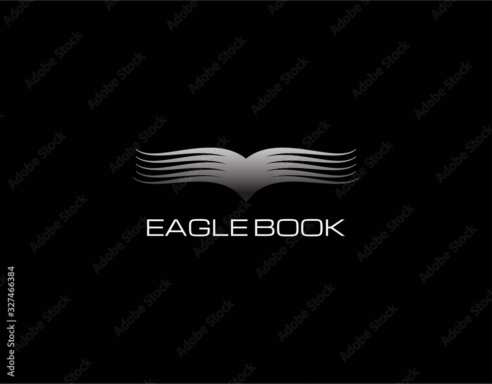 Unique Logo of Book with Wings of Falcon Concept. Design in Silver ...