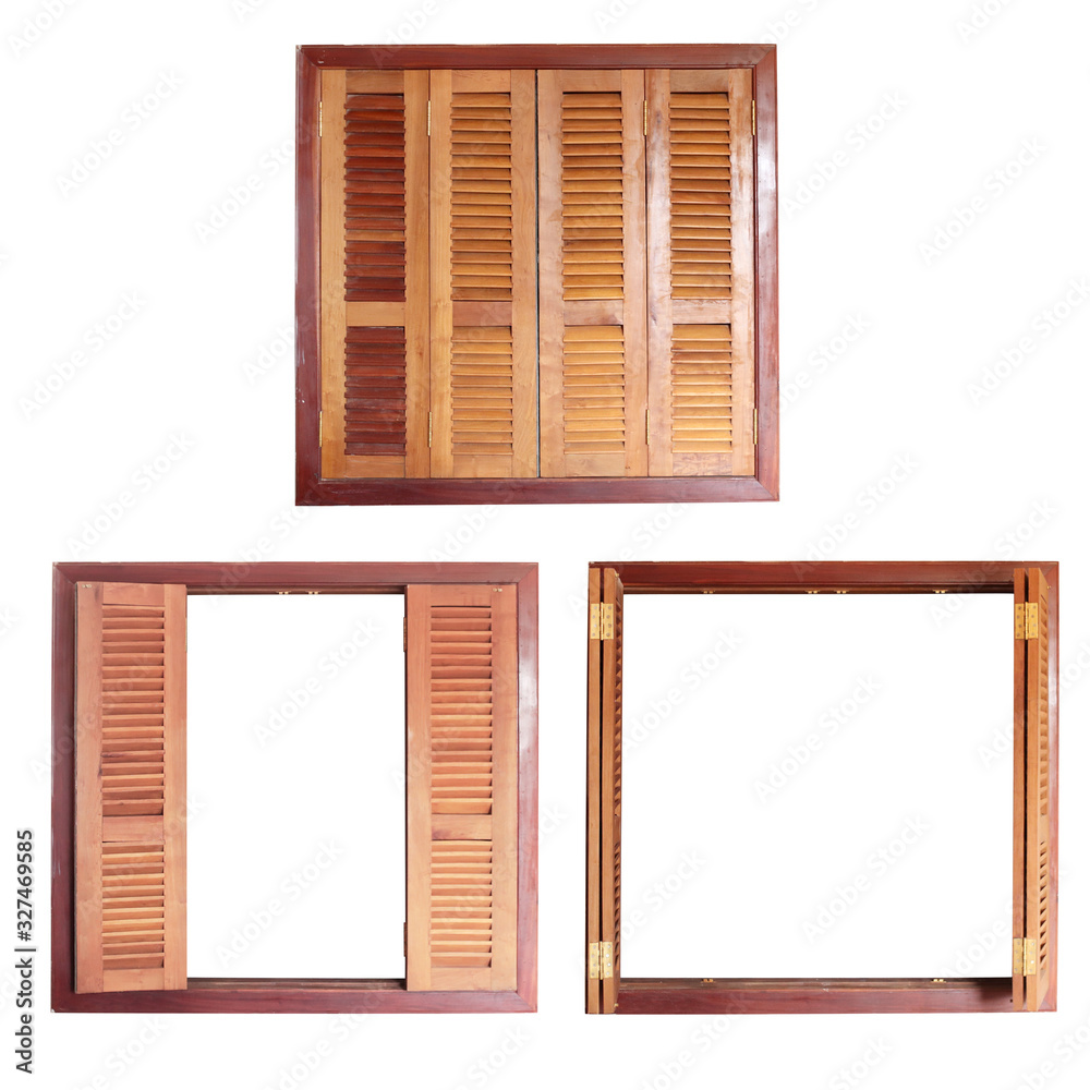Retro window frame with wooden shutters Stock Photo | Adobe Stock