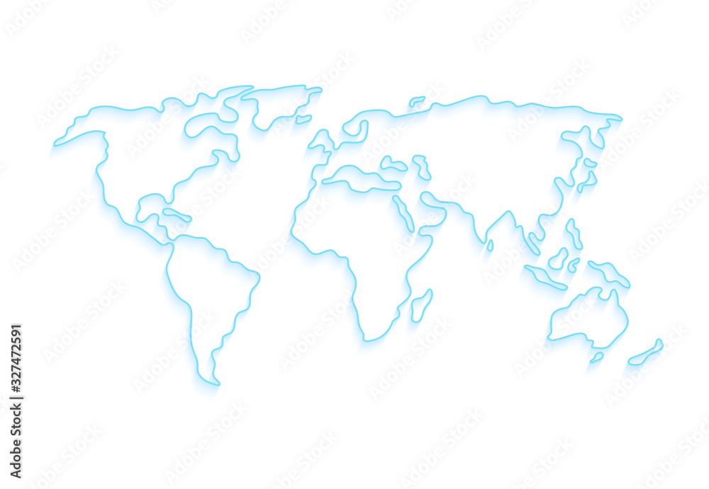World vector map. Earth planet stylized template line outline stroke ...