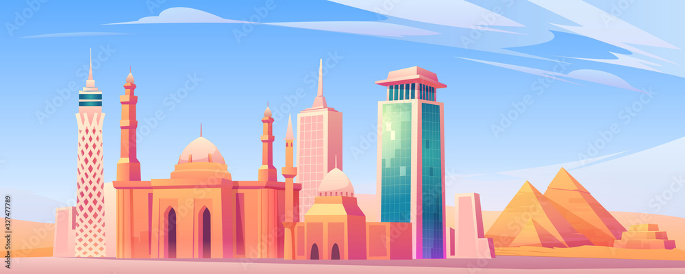 Egypt landmarks, Cairo city skyline mobile phone background or screen ...