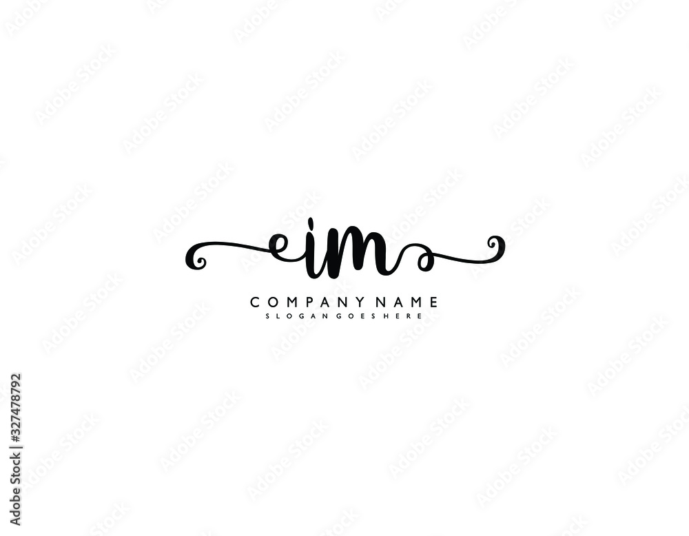 IM initial letter elegant handwriting logo collection Stock Vector ...