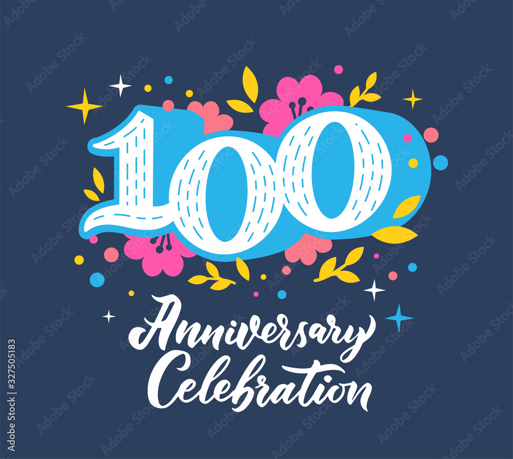 100 anniversary celebration flat greeting card template. 100th birthday ...