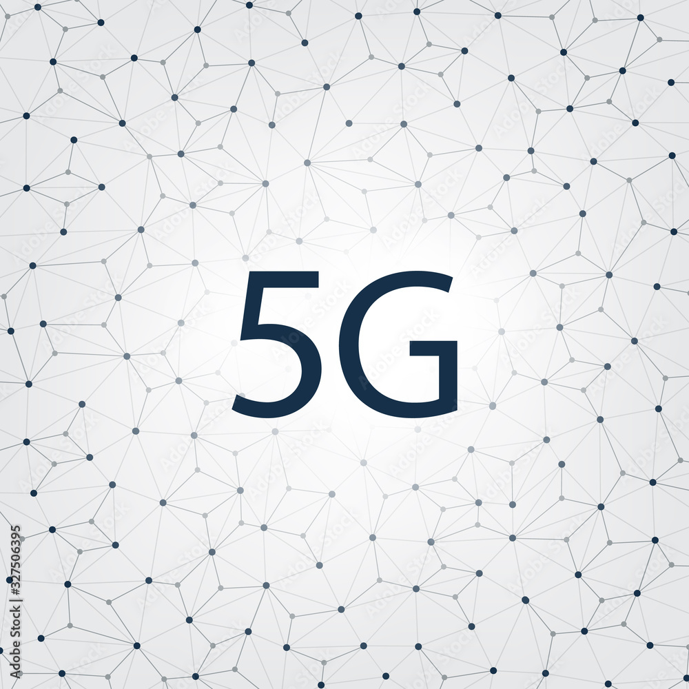 5G Network Label with Wireframe Mesh - High Speed, Broadband Mobile ...