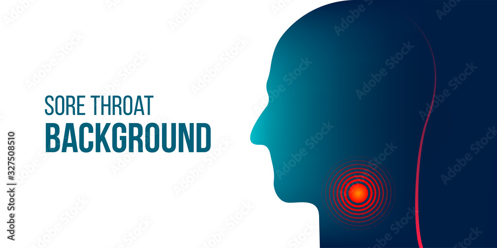 Creative vector illustration of sore throat, silhouette ache locations ...