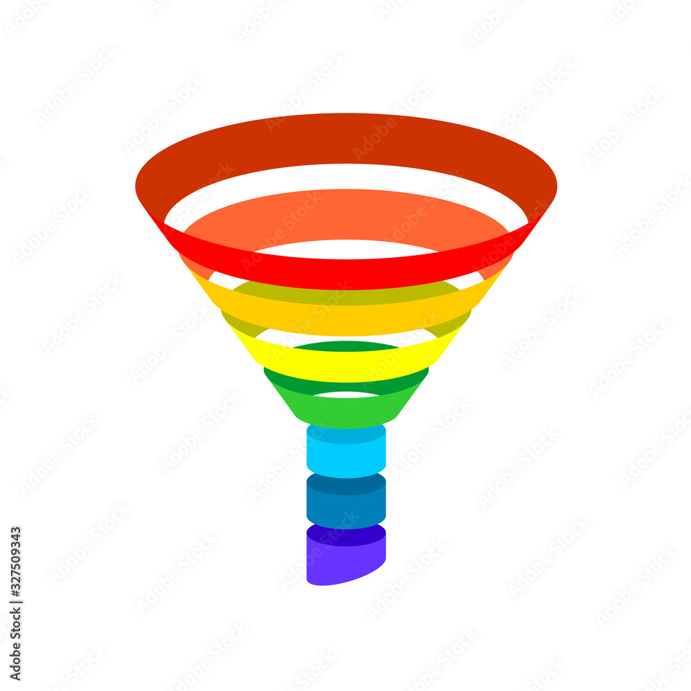 Sales conversion funnel rainbow color illustration. Filter stylized ...