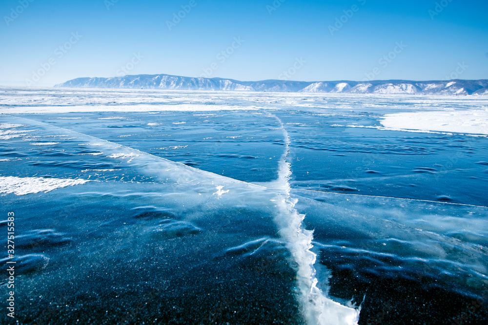 Methane Bubbles in the Baikal Ice.ice and cracks on the surface of Lake ...