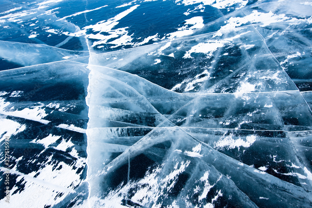 Methane Bubbles in the Baikal Ice.ice and cracks on the surface of Lake ...