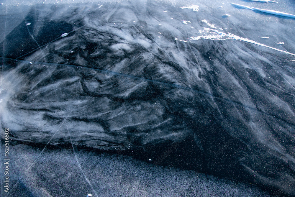 Methane Bubbles in the Baikal Ice.ice and cracks on the surface of Lake ...