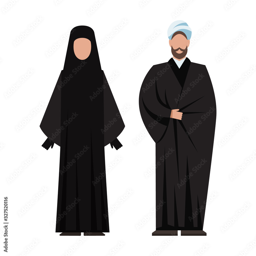 Religion people wearing traditional clothes. Male and female religious ...
