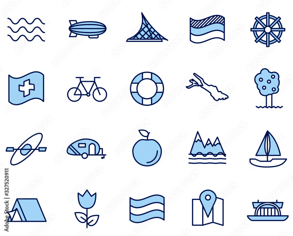 Bodensee Urlaub Süddeutschland Vector Icon Illustration Set Stock ...