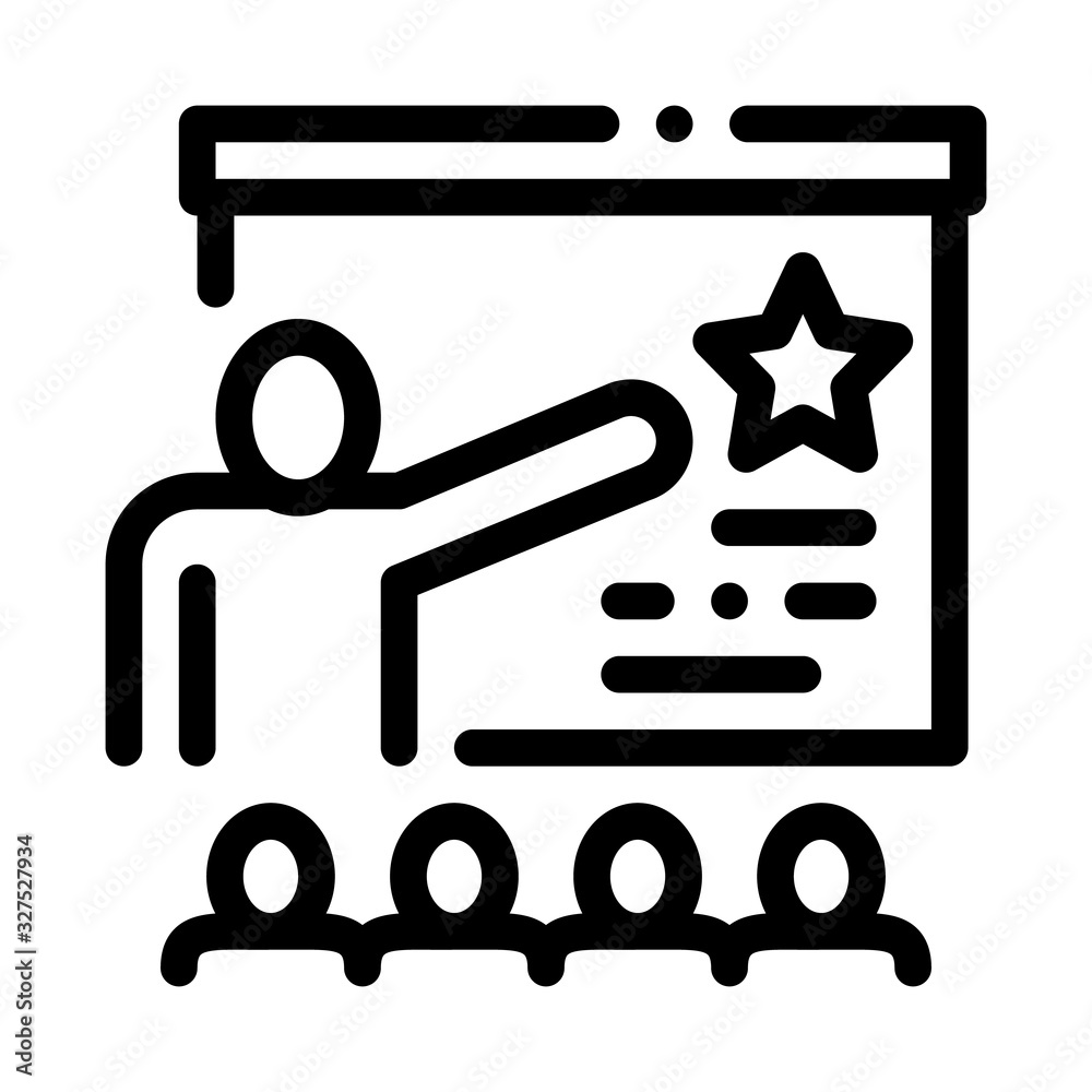 Work Development Training Icon Thin Line Vector. Trainer Pointing On ...