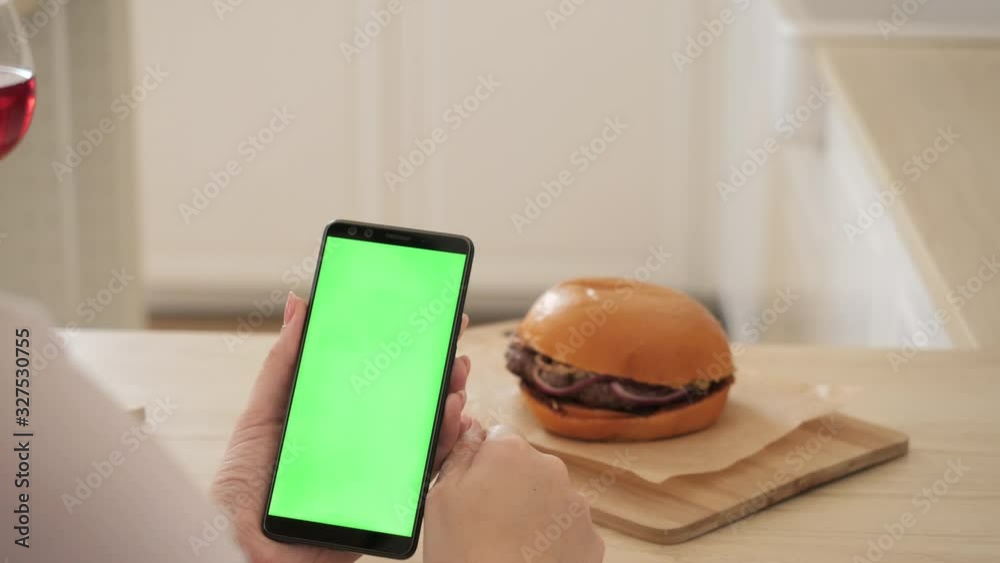 Chromakey mockup for watching online menu food store, tracking delivery ...
