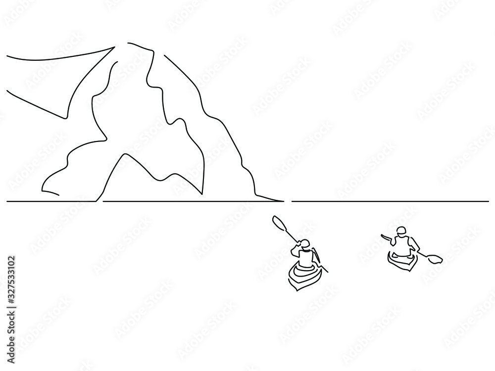 Outdoor adventure isolated line drawing, vector illustration design ...