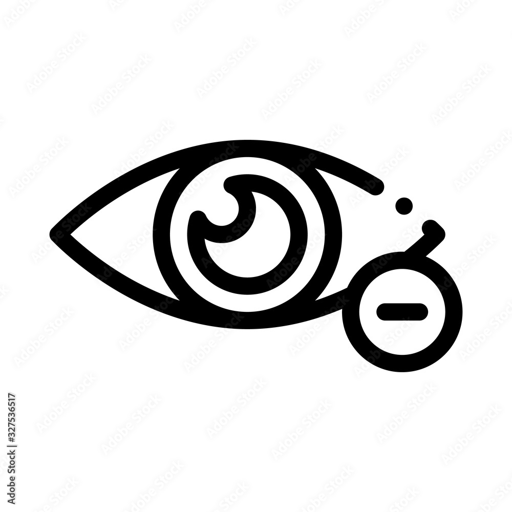 Diopter Myopia Eye Vision Icon Thin Line Vector. Eye With Minus Mark Concept Linear Pictogram ...