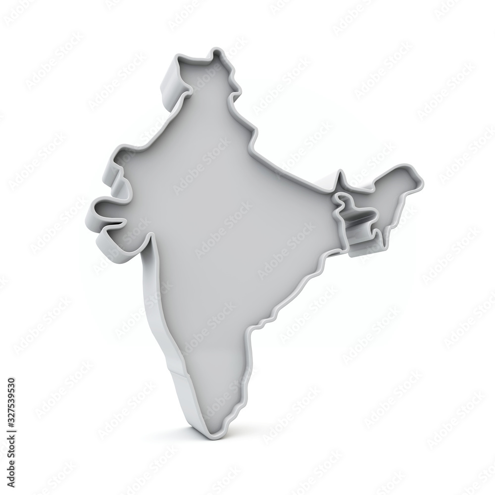 India simple 3D map in white grey. 3D Rendering Stock Illustration ...