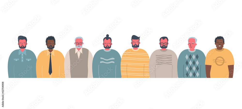 Men's community. Male solidarity. Stronger together concept. There are ...