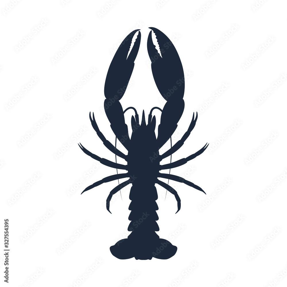 Lobster graphic icon. Sea lobster black sign isolated on white ...