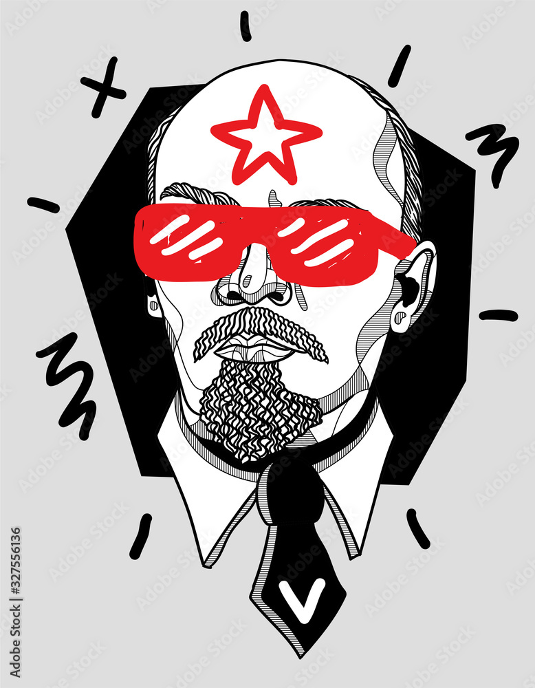 Vladimir Lenin. Crazy red style. vector de Stock | Adobe Stock