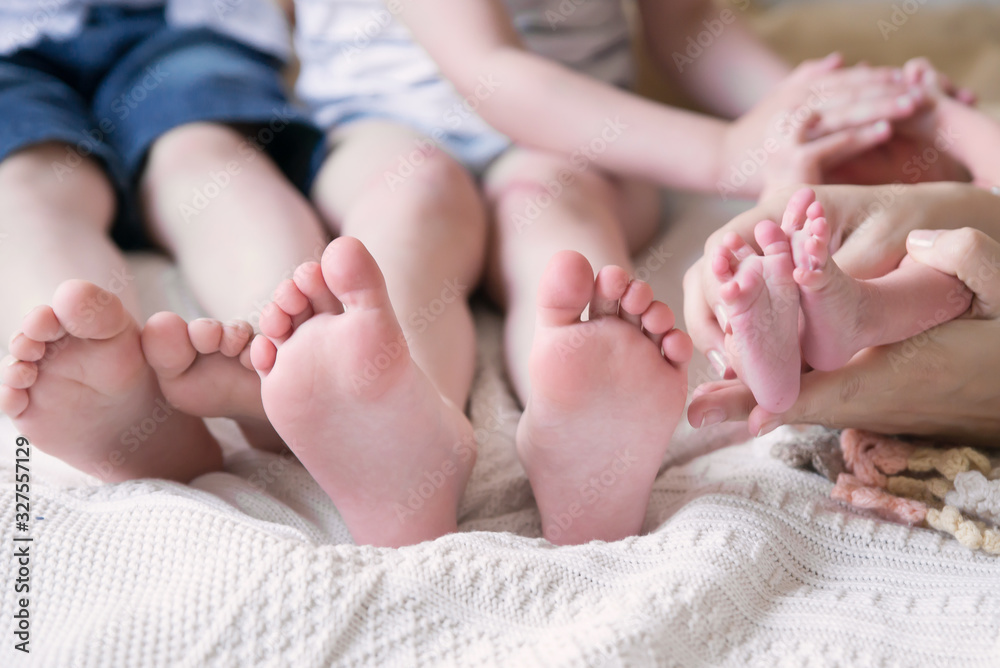 little children's feet close up, family concept Stock Photo | Adobe Stock