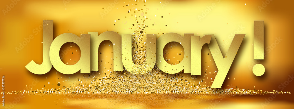 january in golden stars and background Stock Photo | Adobe Stock