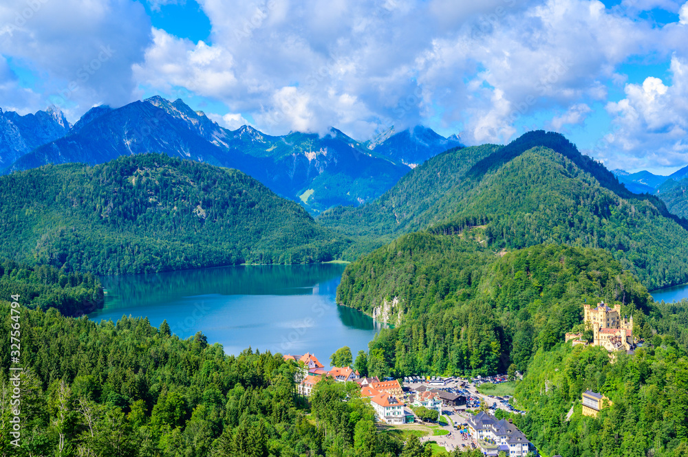 Alpsee and Schwansee at neuschwanstein and hohenschwangau castle - lake ...