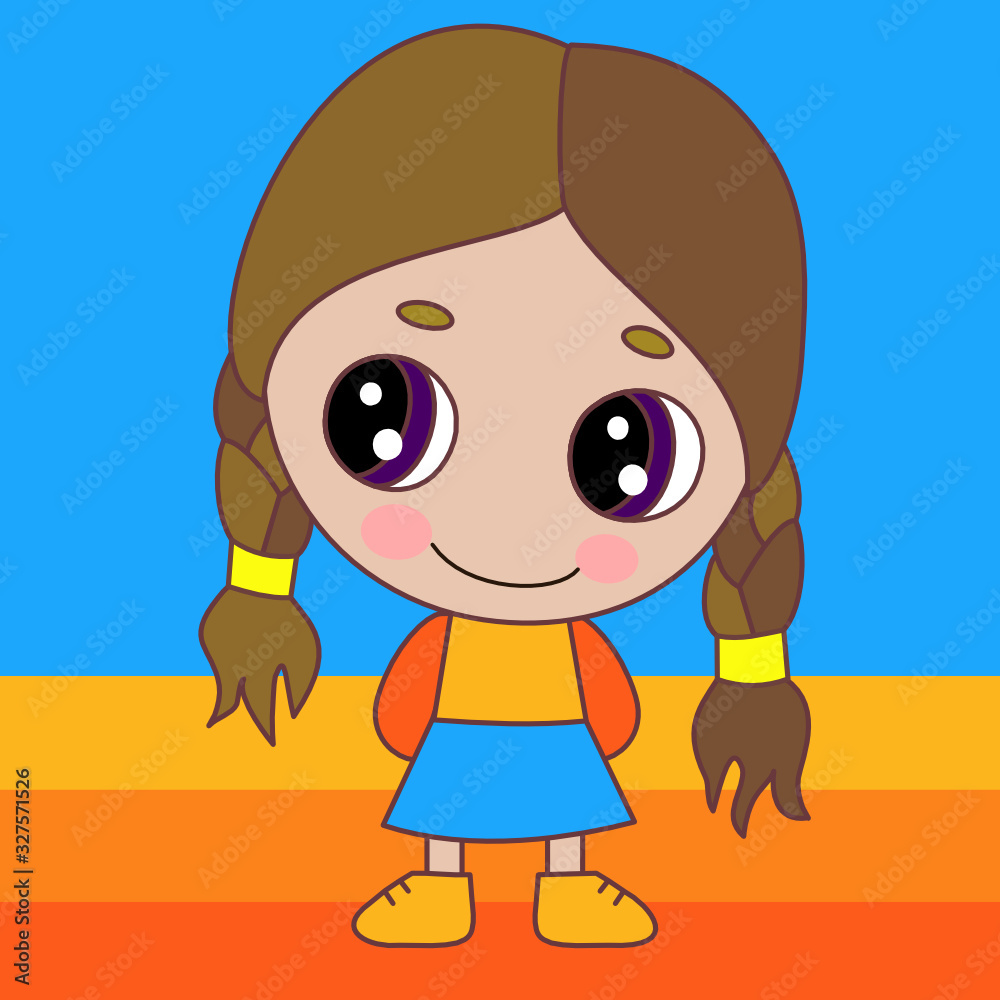 Emoticon with a modest and shy girl who stands with his head bowed ...