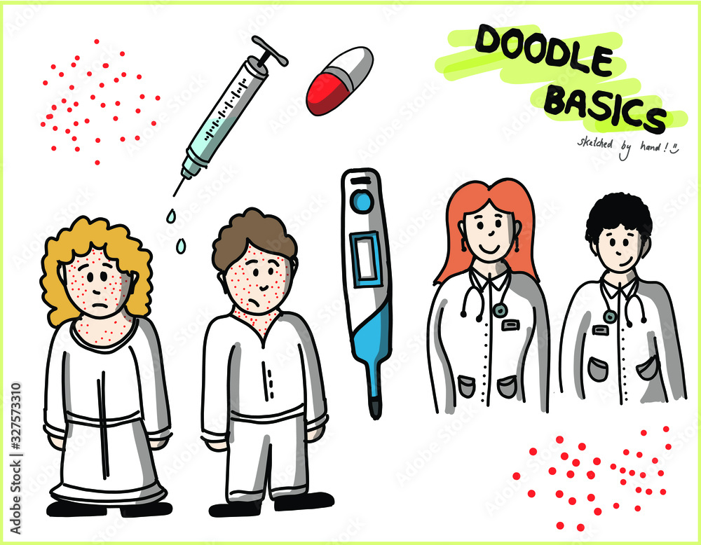 Doodle Basics - Red Rash Measels Masern - needing medical help cartoon ...