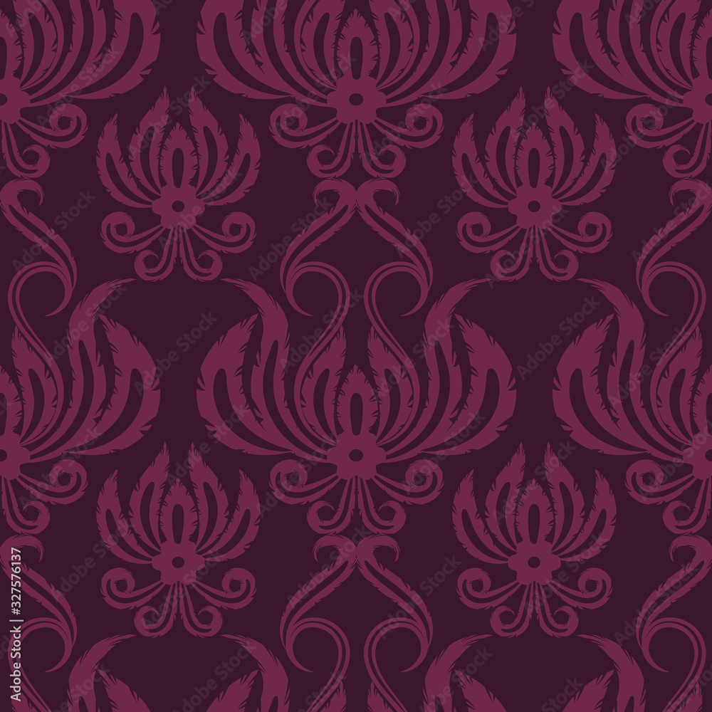 Damascus. Seamless pattern in vector. Red background color. Wallpaper ...