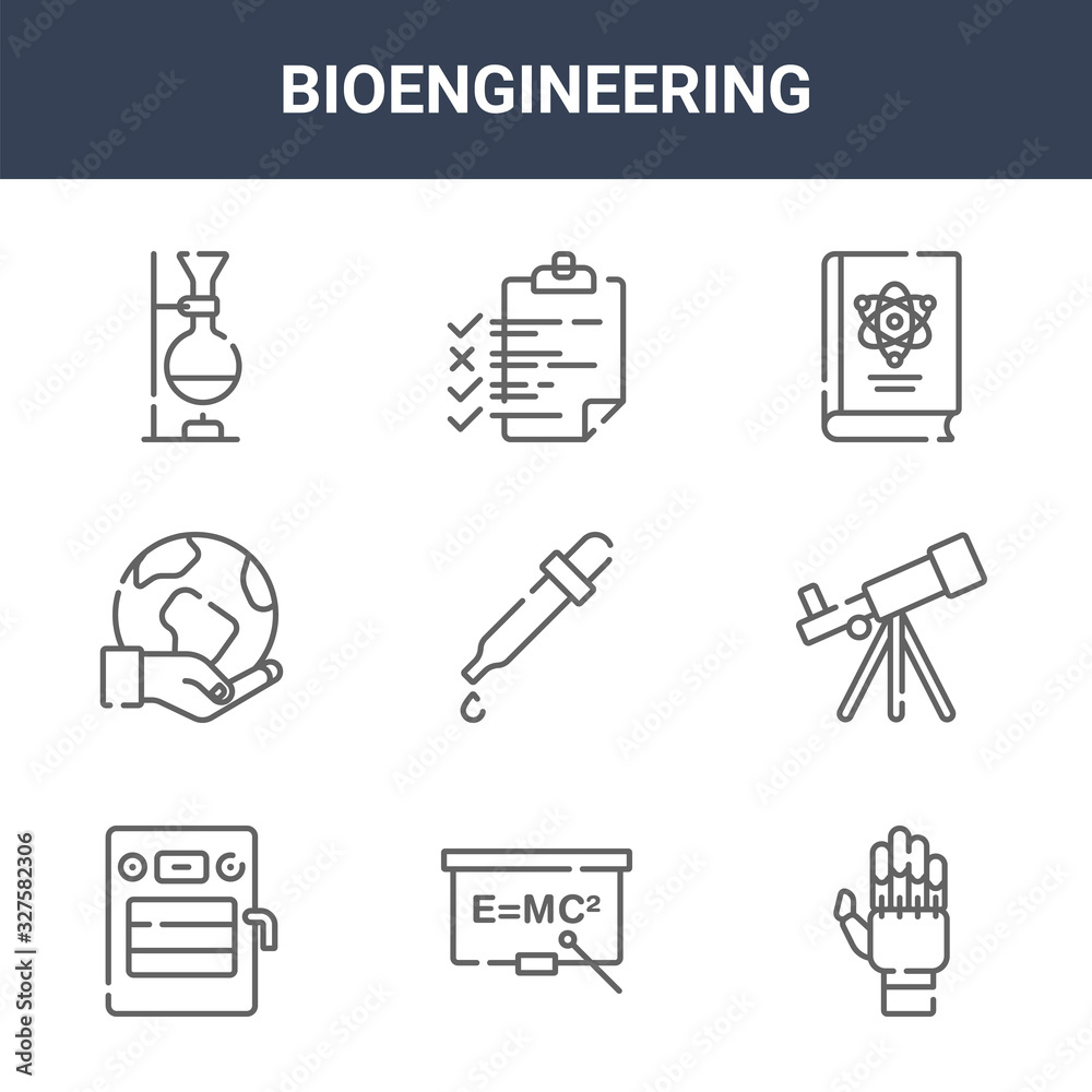 9 bioengineering icons pack. trendy bioengineering icons on white ...