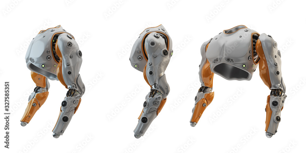 Robot body without hands, 3d rendering of cyborg torso artificial part ...