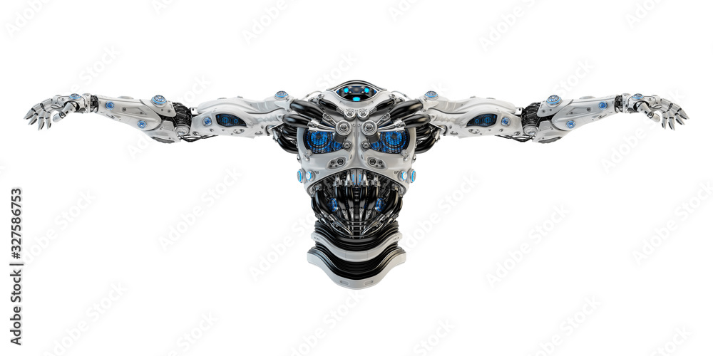 Robot torso for replacement, 3d rendering in T pose, isolated on white ...