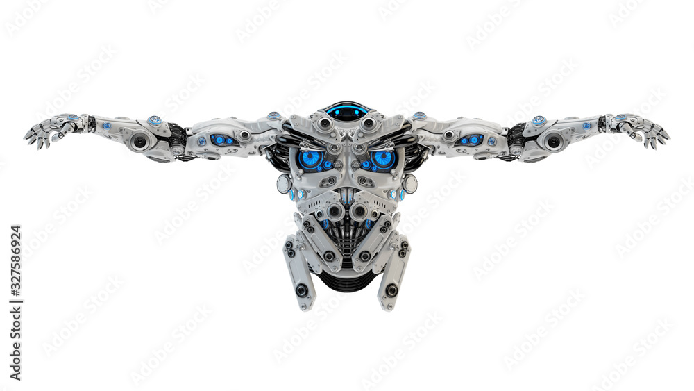 Robot torso for replacement, 3d rendering in T pose, isolated on white ...