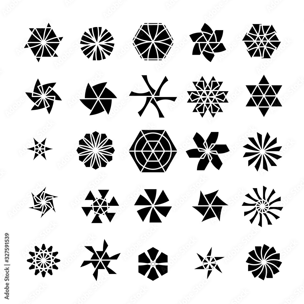 Set of Shuriken Icons with Various Shapes. ninja stars symbol set ...