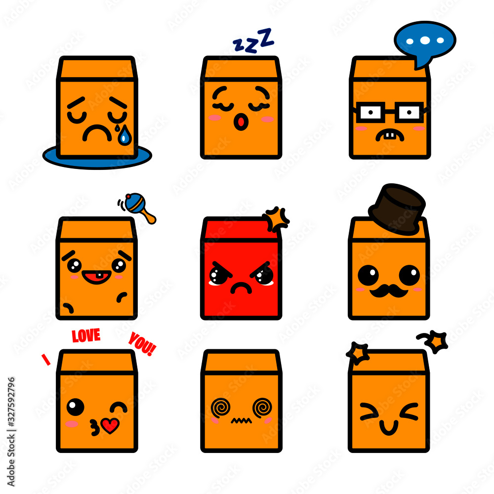 Kawaii cute faces. Manga style eyes and mouths. Funny cartoon japanese ...