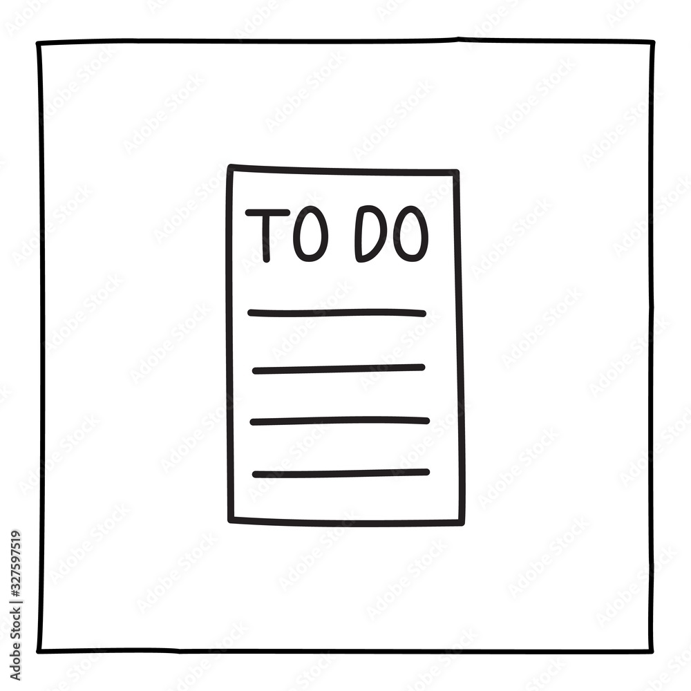 Doodle to-do list icon or logo, hand drawn with thin black line. Stock ...