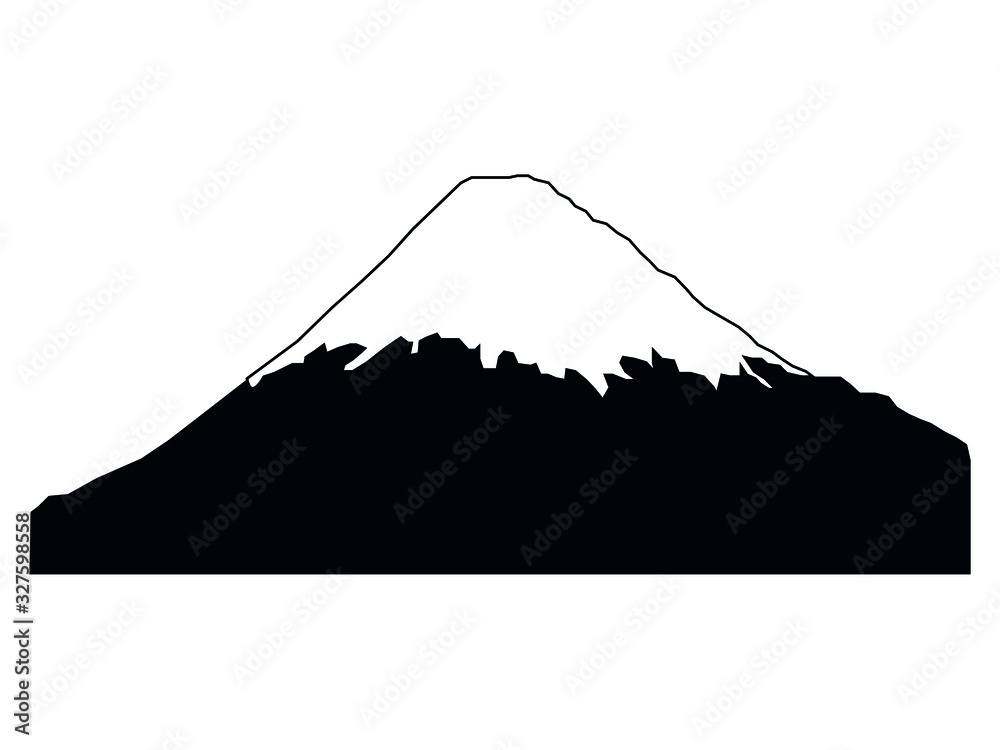 Vector Illustration of the Black Silhouette of Symbol of Japan - Mount ...