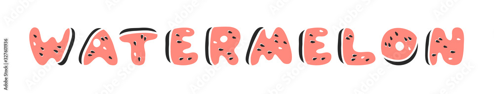 Watermelon ABC. Cartoon vector illustration fruits font. Hand drawn ...