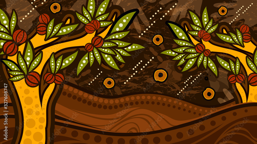 Bush tucker tree aboriginal art Stock Vector | Adobe Stock