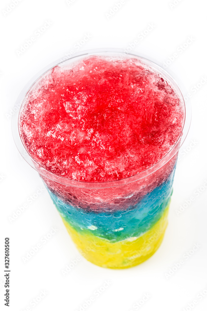 Colorful slushie of differents flavors isolated on white background ...