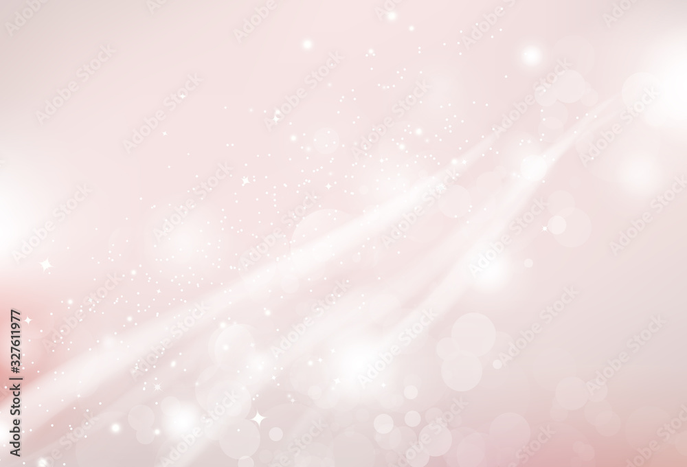 White rose gold background, abstract Bokeh, stars and light ray ...