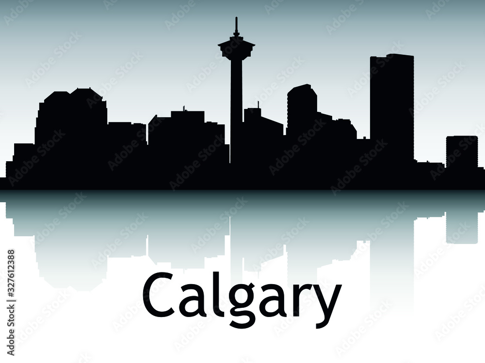Vector Illustration of Silhouette Skyline Panorama of Calgary Canada ...