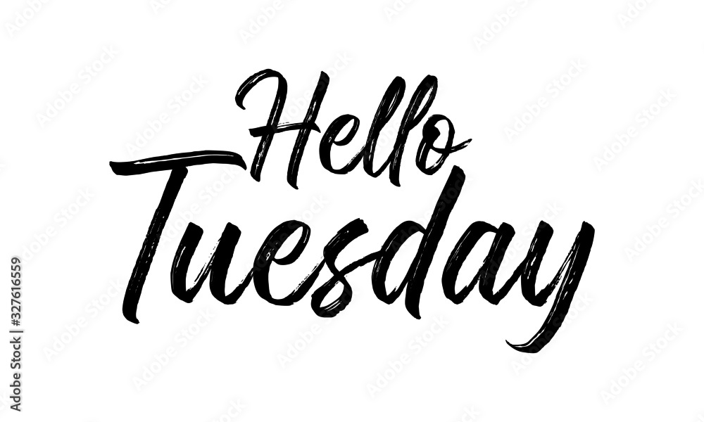 Hand drawn typography lettering phrase Hello Tuesday on the white ...