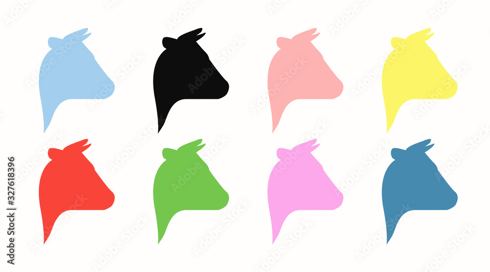 Vector Different Color Icons of a Cow Stock Vector | Adobe Stock