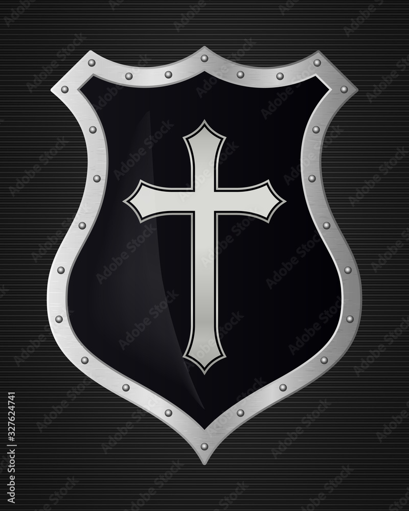 Christian Cross and Shield of Faith. Church Logo. Religious Symbol ...