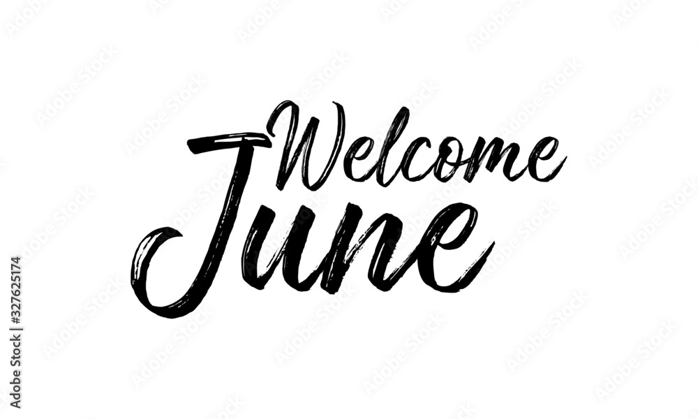 Welcome June Inspirational lettering black color, isolated on white ...